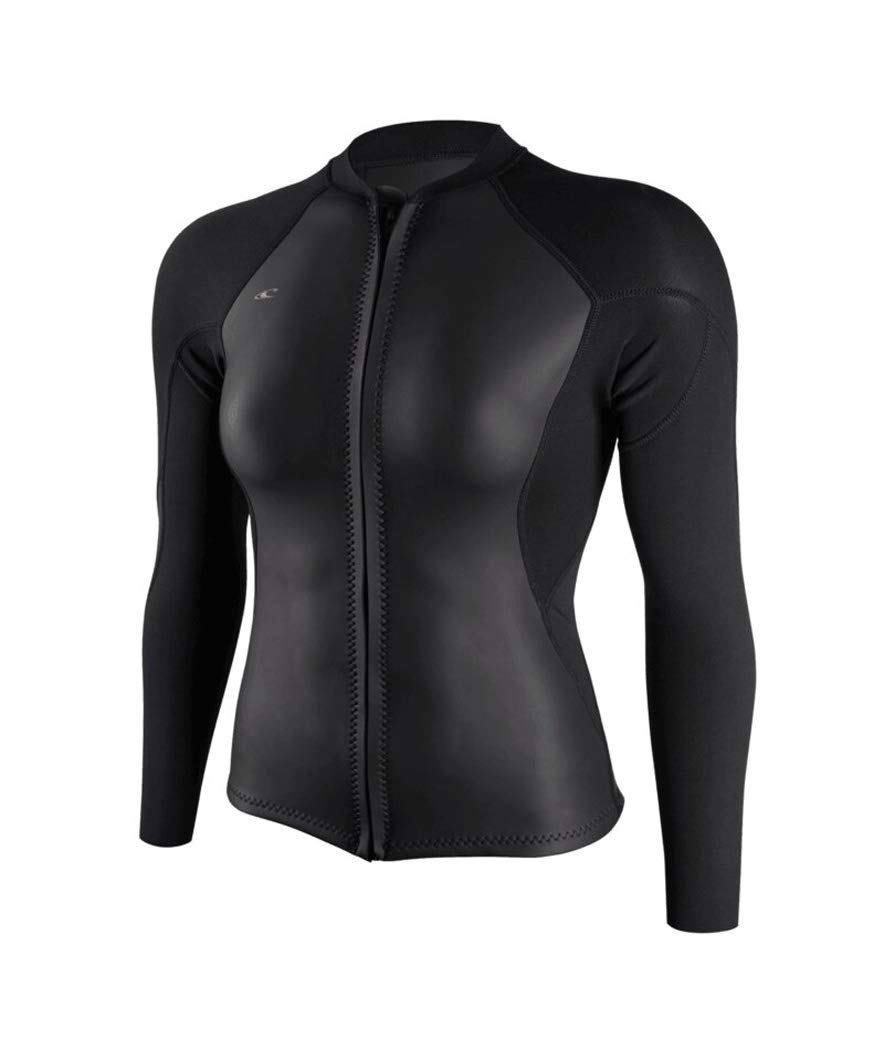 O'Neill Wetsuits Women's Bahia 1/.5mm Full Zip Jacket, Glide Black, 14
