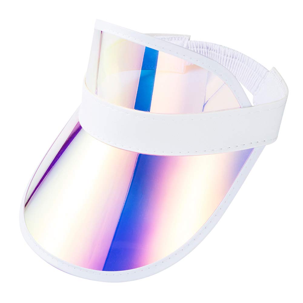 Sun Visor Hat Women Men Adjustable Sport Beach Golf Headwear Outdoor UV Protection Sunhat Clear Cap (1-Elastic-silver2)