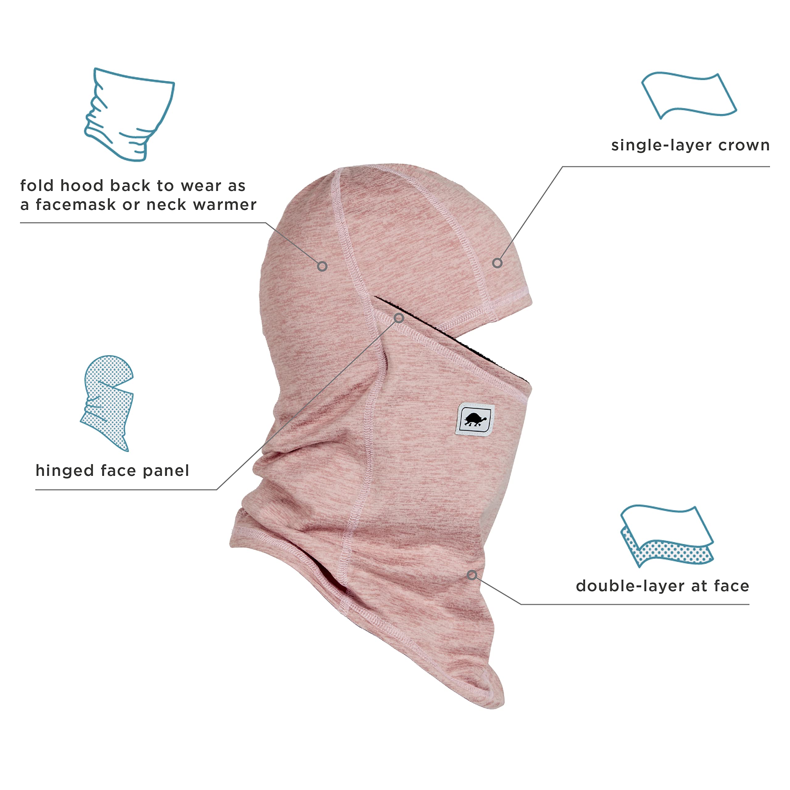 Turtle Fur Stria Quantum Balaclava Face Mask Hood Neck Warmer, Rosewood
