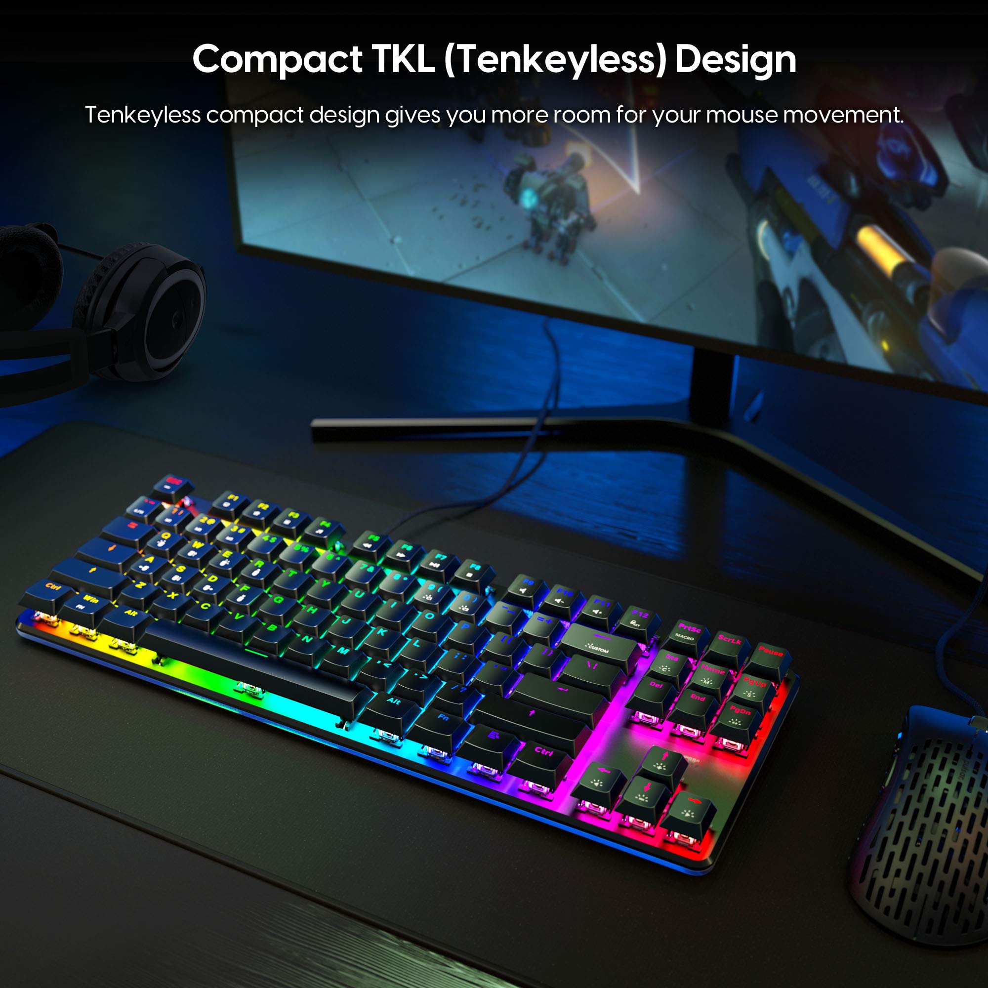 Pulsar Gaming Gears - PK010 Lunar Alloy TKL Aluminum Alloy Build Hot Swappable Mechanical Gaming Keyboard Full RGB LED Backlit USB Wired for Windows PC 87Keys (Red Switch Linear)