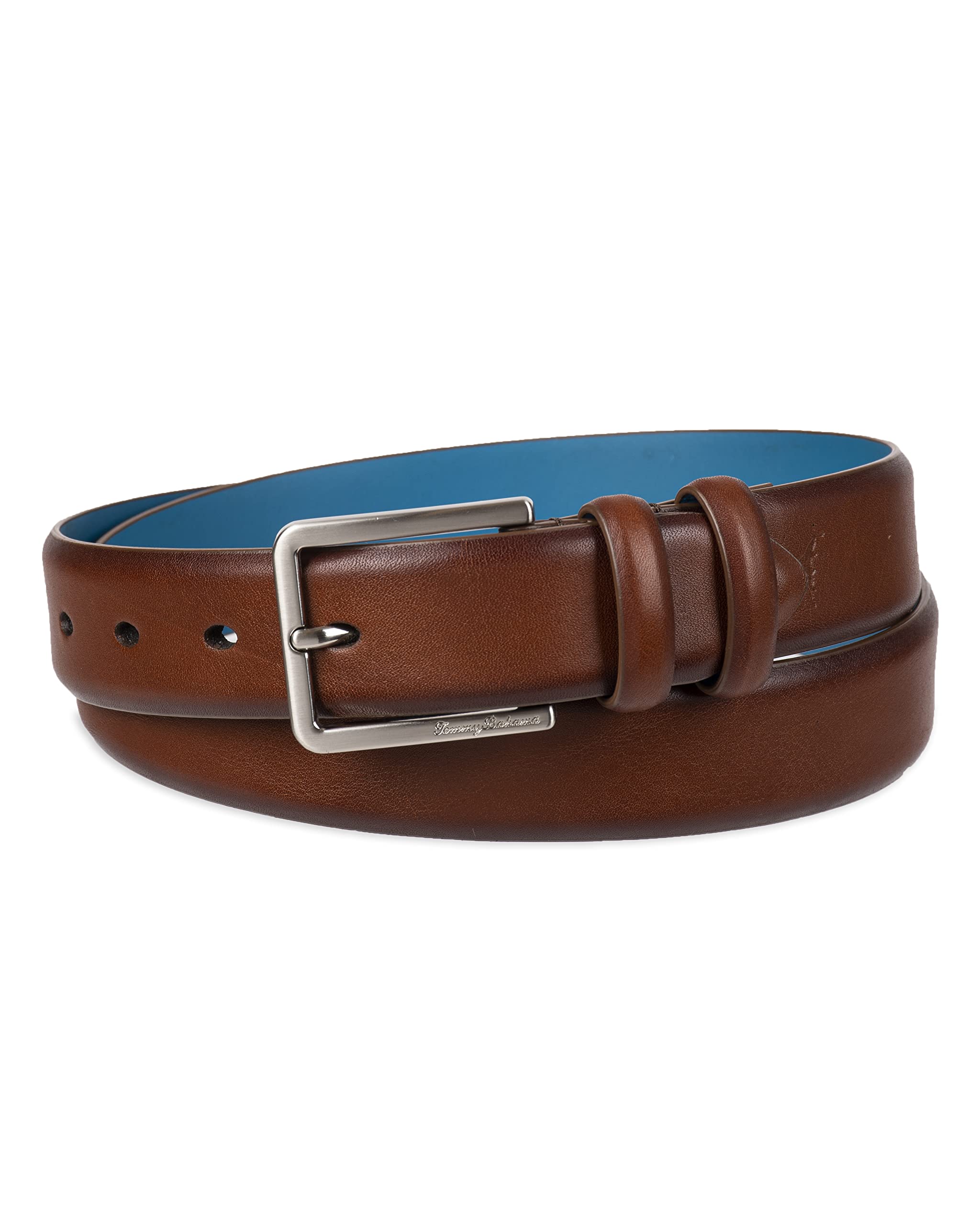 Tommy Bahama Men's Leather Dress Double Belt Loop, Cognac, Medium
