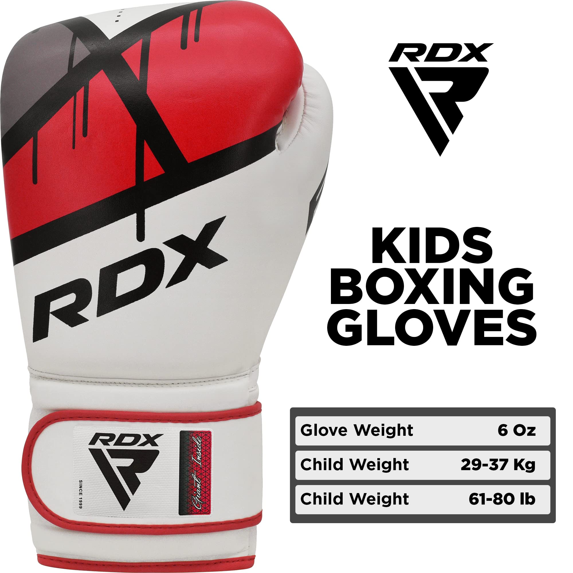 RDX Kids Boxing Gloves, 6oz Junior Training Mitts, Maya Hide Leather Ventilated Palm, Muay Thai Sparring MMA Kickboxing, Punch Bag Speed Ball Focus Pads Punching Workout, Youth Games Fun