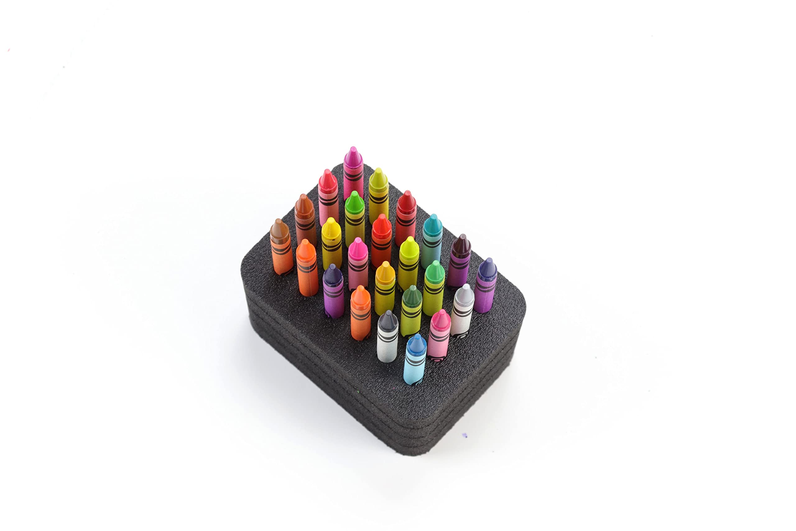 Polar Whale 4 Crayon Desk Stand Organizers Compatible with Crayola and Others Design Storage Tray Supply Non-Scratch Non-Rattle Washable Durable Black Foam Each Holds 24