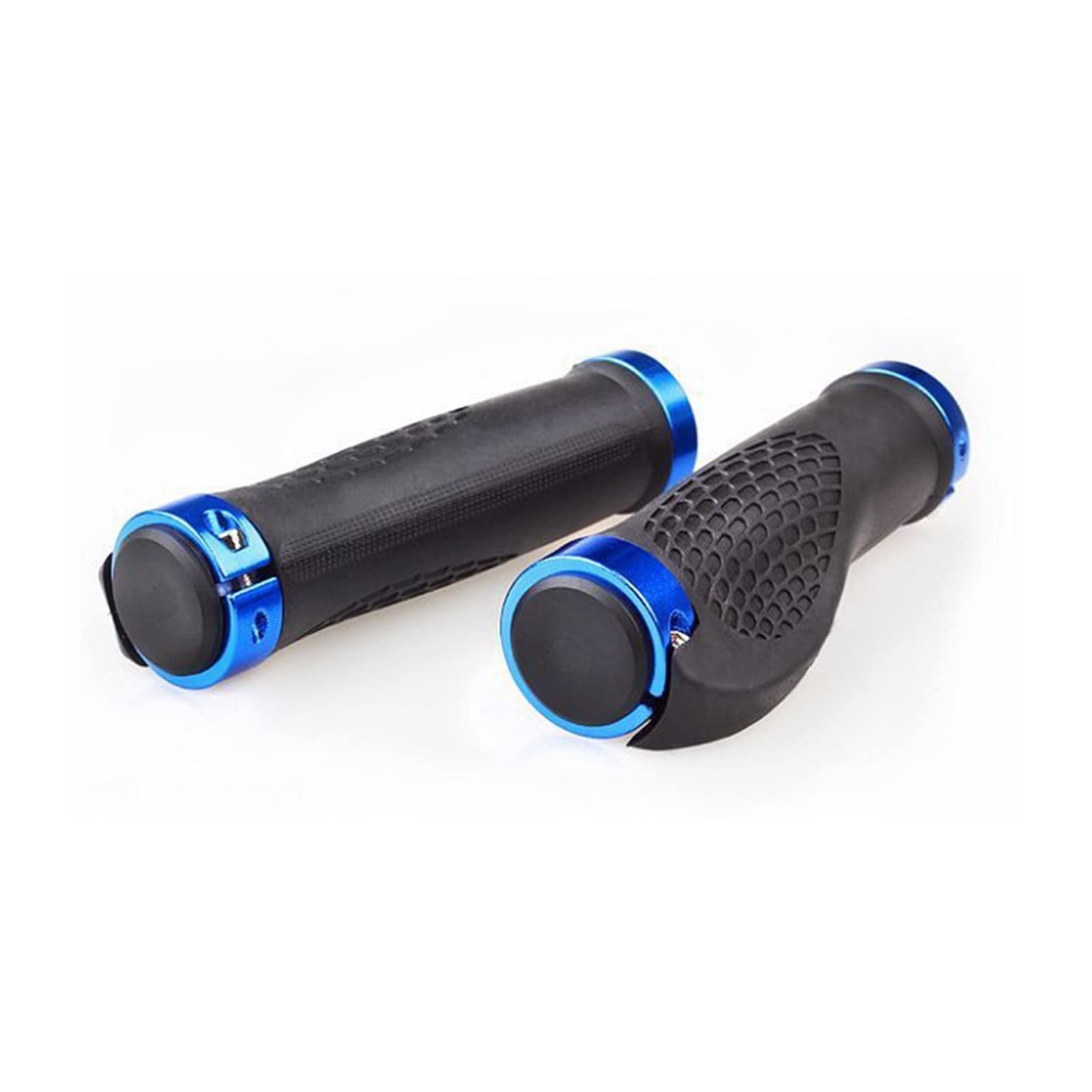 TTRS Store 1 Pair Bicycle Handlebar Grip Ergonomic Anti-Skid Lock-on Handle Cover Aluminum Alloy Rubber Grips MTB Bike Accessories (Color : Style2 Blue)