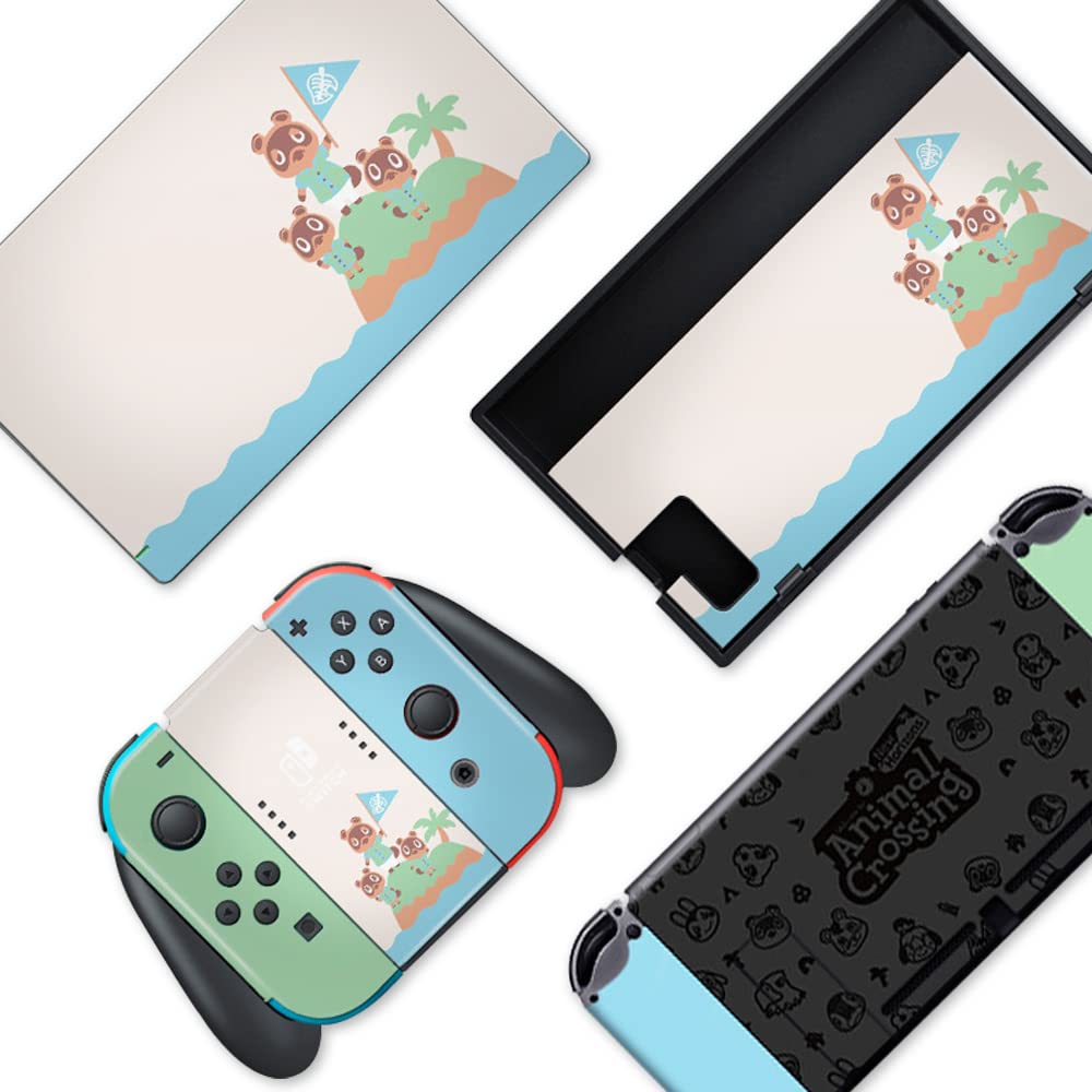 Switch Skin Sticker, 3M Vinyl Decal Sticker Wrap, Stickers Decals Cover Compatible with Nintendo Switch, Faceplate Console Dock Wrap Cover Skin Protective Film Sticker Set (Classical Animal Crossing)
