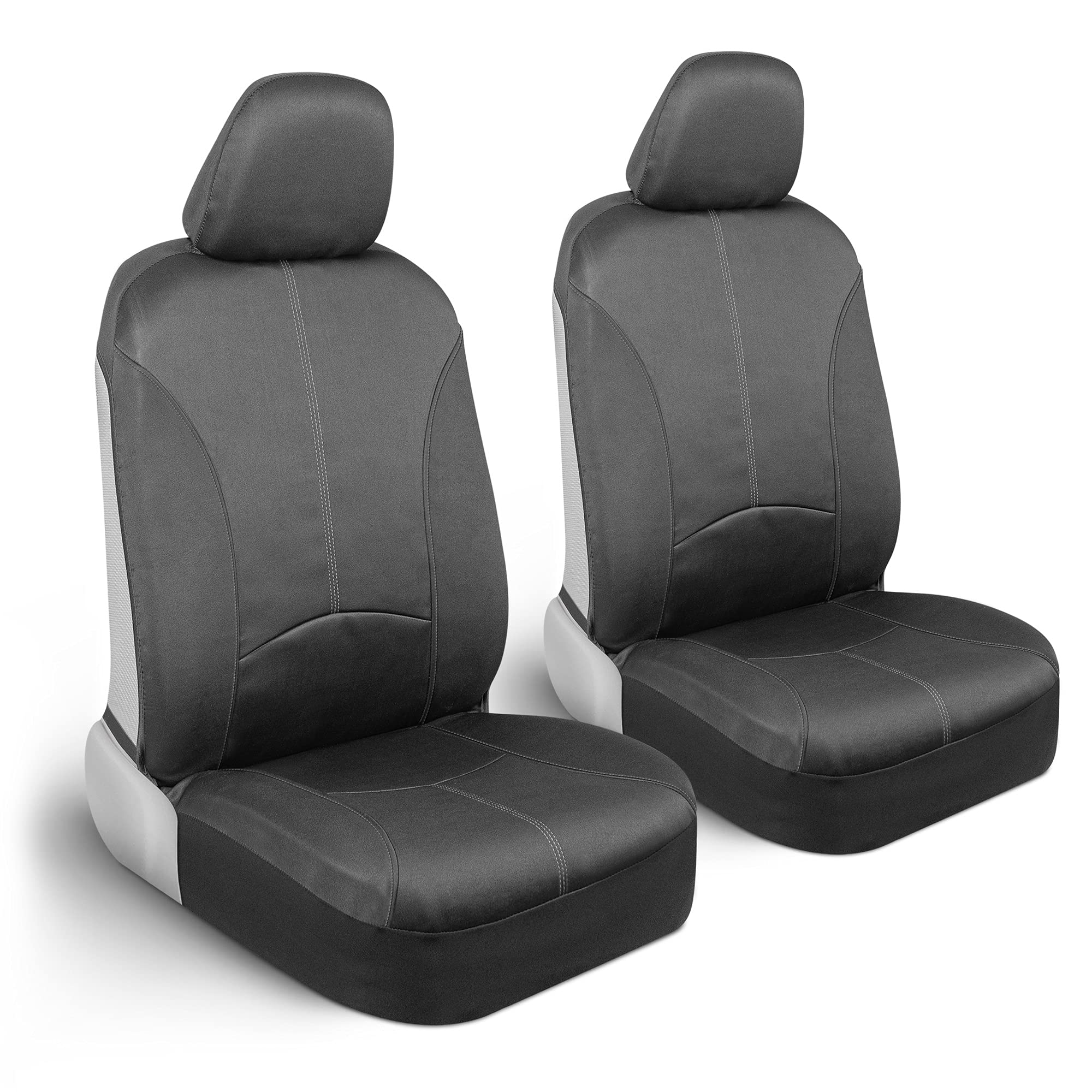 Motor Trend SpillGuard Waterproof Seat Covers for Front Seats, Gray Stitching β Durable Neoprene Car Seat Protectors, Easy to Install, Interior Covers for Auto Truck Van SUV