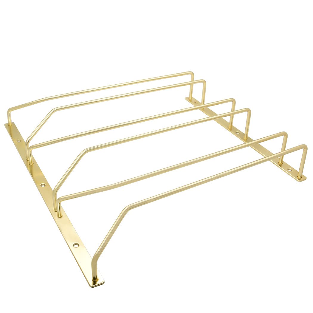 zoohot 30.5cm Wine Glass Rack - Under Cabinet Stemware Wine Glass Holder Glasses Storage Hanger Metal Organizer for Bar Kitchen, Gold Finish (3 Rows, 1 Pack)