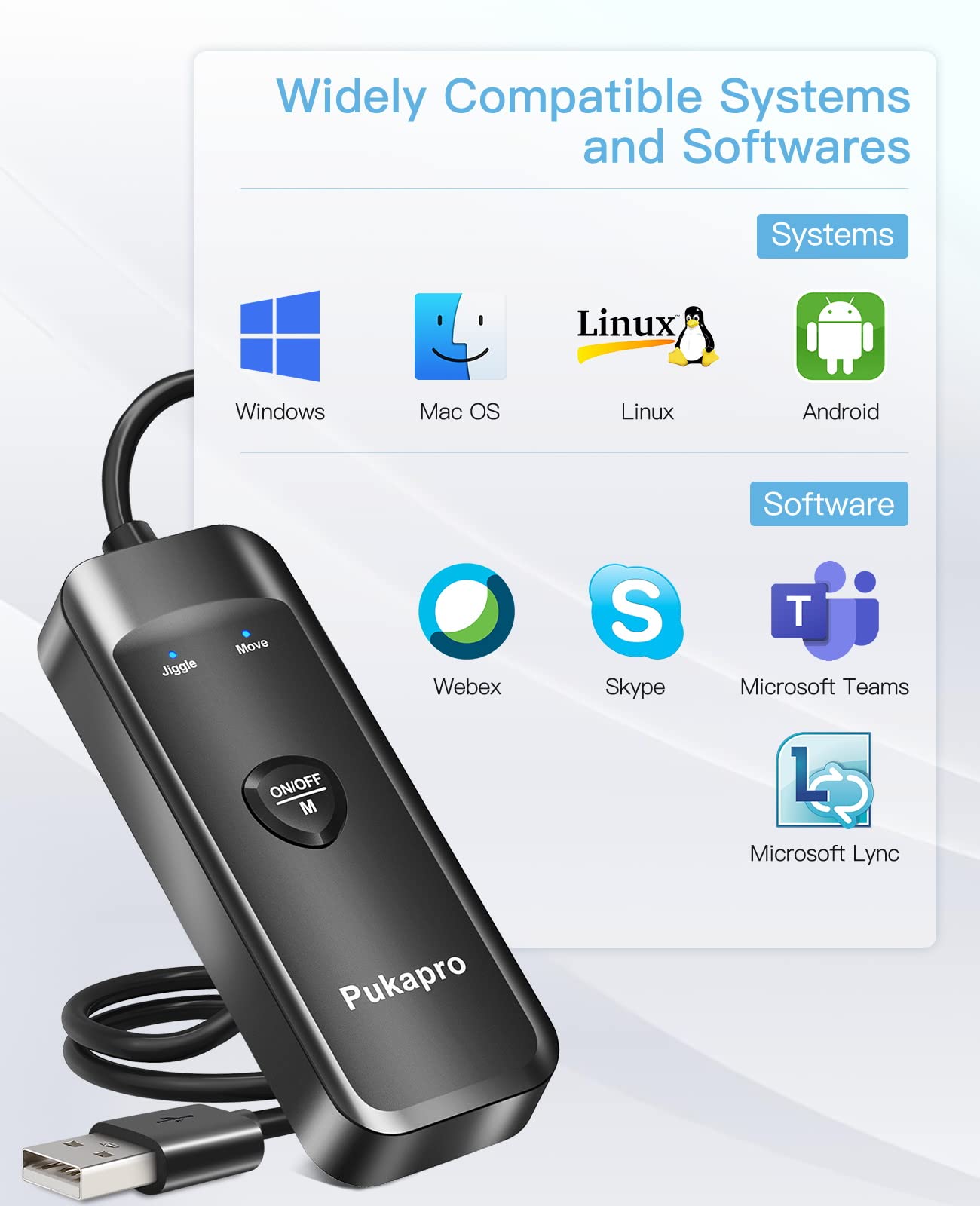 Pukapro Mouse Jiggler Undetectable Mouse Mover Wiggler Driver-Free Automatic Mouse Shaker, Undetectable USB Mouse Jiggler with ON/Off Switch, Plug & Play- Black