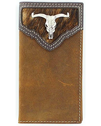 Nocona Boy's Calf Hair Rodeo Steer Head Concho Wallet, Medium Brown Distressed, OS