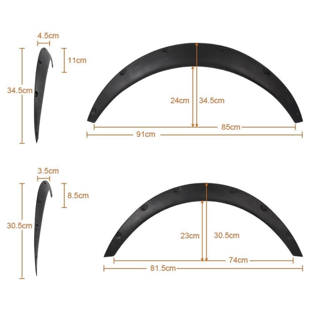 Meneonrs 4pcs Wheel Fender Flares Over Wide Boby Left Driver Right Passenger Front Rear Black Polypropylene Universal 02RSA0001ABK