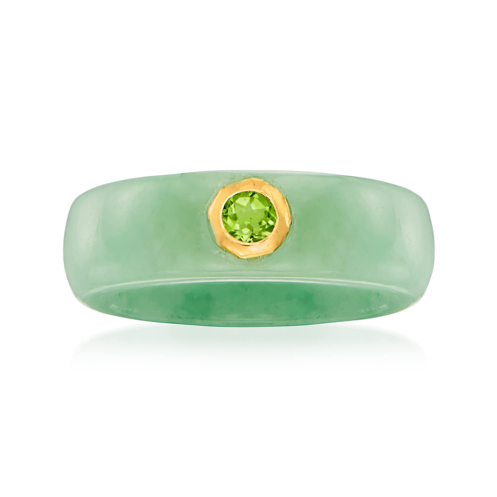 Ross-Simons Jade and .30 Carat Peridot Ring With 14kt Yellow Gold. Size 6