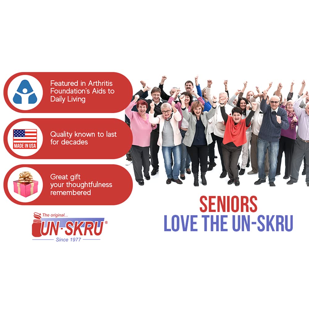UN-SKRU Jar Opener - Under Cabinet Bottle & Jar Lid Opener for Arthritis, Weak Hands, Seniors β One Handed, Easy Grip Universal Lid Gripper Tool for Jars, Bottles & Containers β Removes Tight Jar Lids