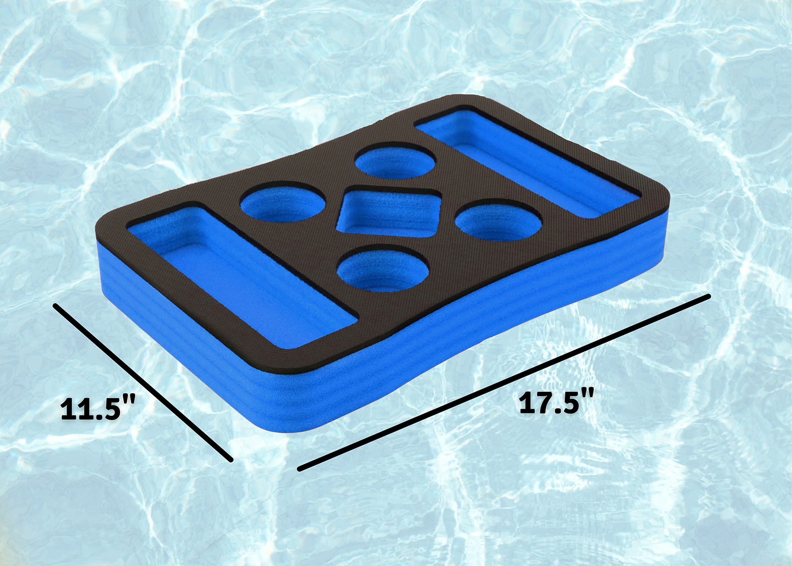 Polar Whale Floating Spa Hot Tub Bar Drink and Food Table Blue and Black Refreshment Tray for Pool or Beach Party Float Lounge Durable Fade Resistant