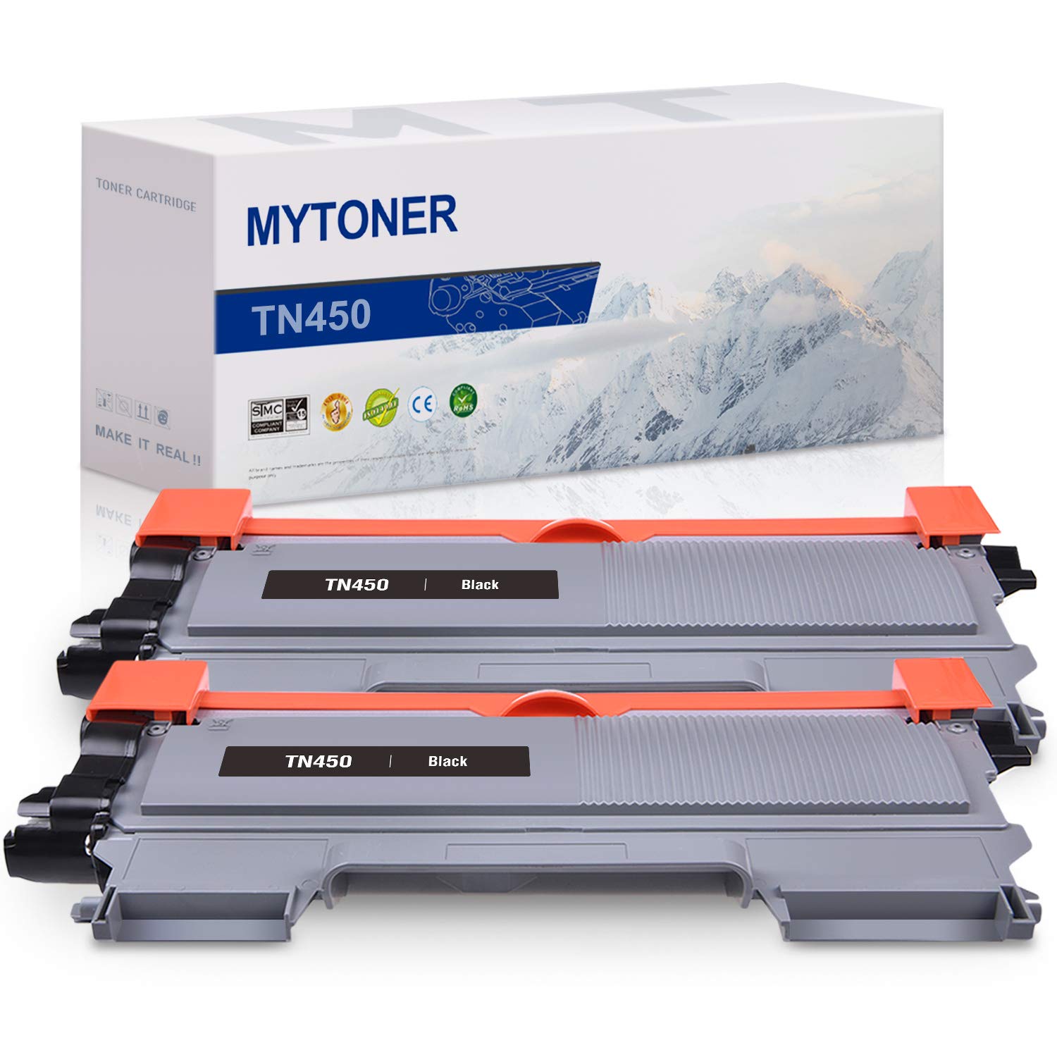 MYTONER Compatible Toner Cartridge Replacement for Brother TN450 TN-450 TN420 TN-420 High Yield Toner Printer Ink (Black, 2-Pack)