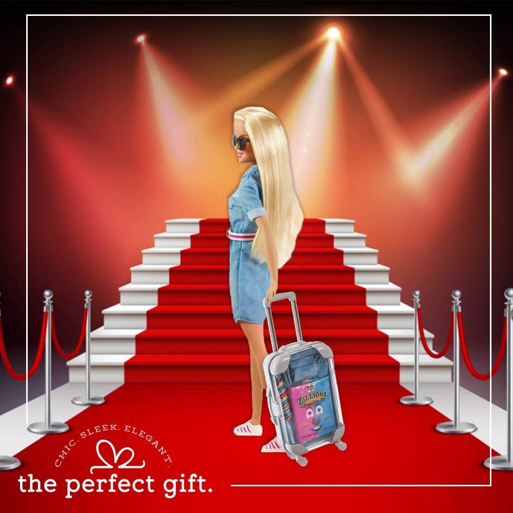 Mini Suitcase Party Favor Box - Candy Boxes Party Favors 4 Pack of Miniature Plastic Rolling Suitcase with Transparent Lid - 5.5"x3.5"x1.5" Travel Theme Doll Suitcase, Lash Boxes & Candy Boxes - Pink