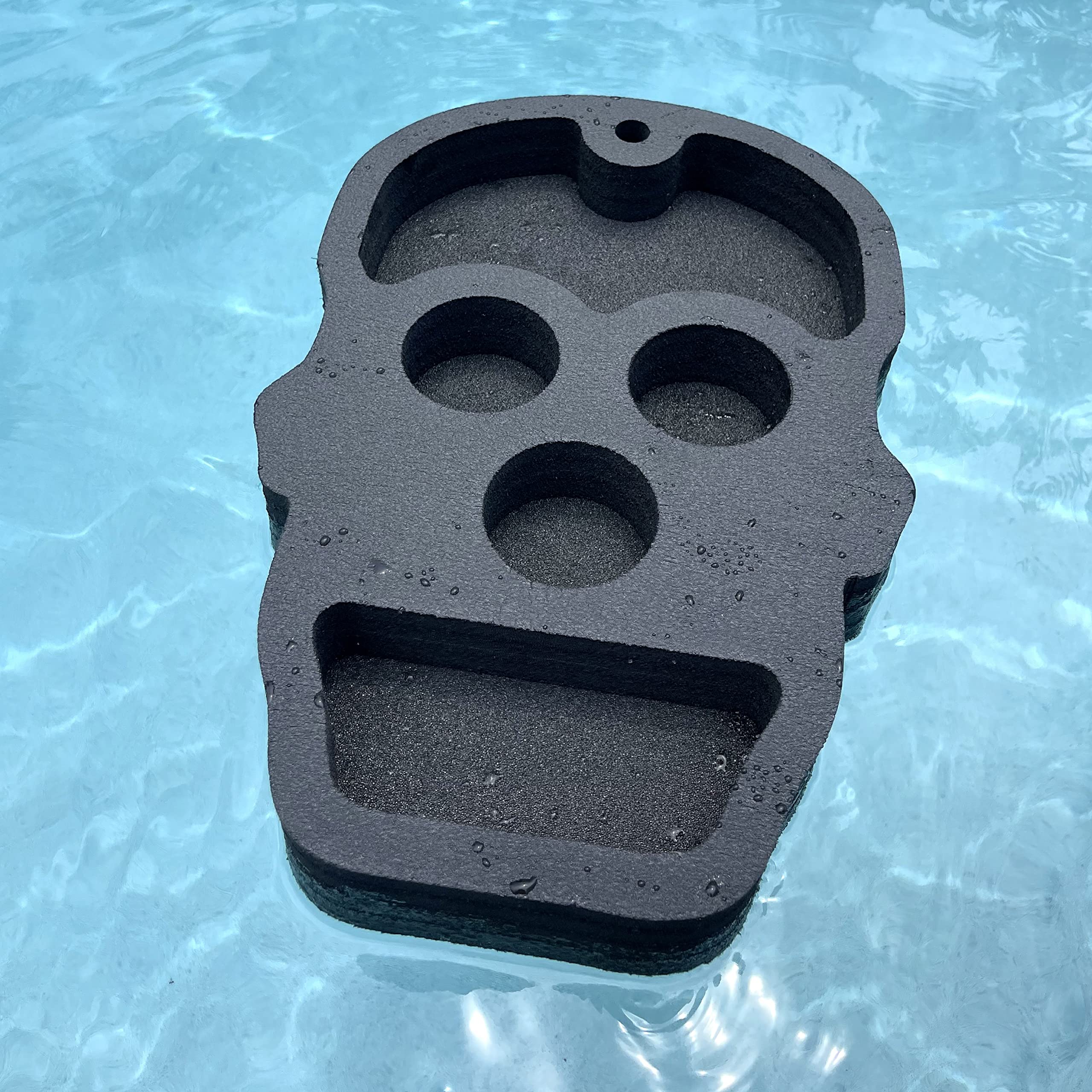 Polar Whale Floating Skull Spa Hot Tub Bar Drink and Snack Table Blue Refreshment Tray for Pool or Beach Party Float Food Lounge Durable Black Foam