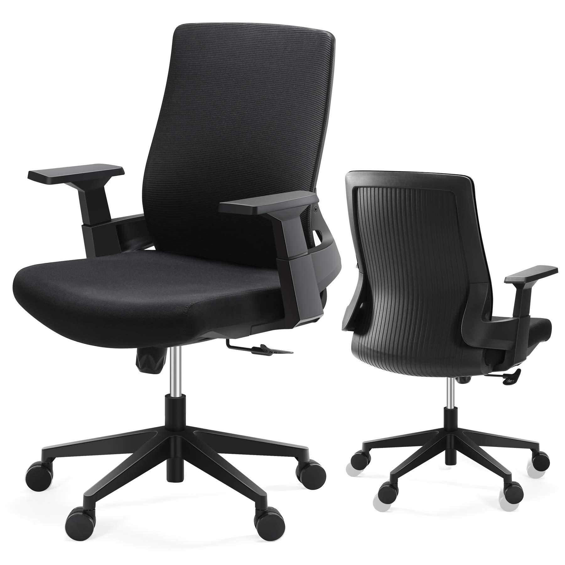 Office Chair, Tribesigns Mesh Chair Desk Chair with Adjustable Lumbar Support Swivel Big and Tall Ergonomic Chair Rolling Task Computer Chair with Thick Seat Cushion, Black