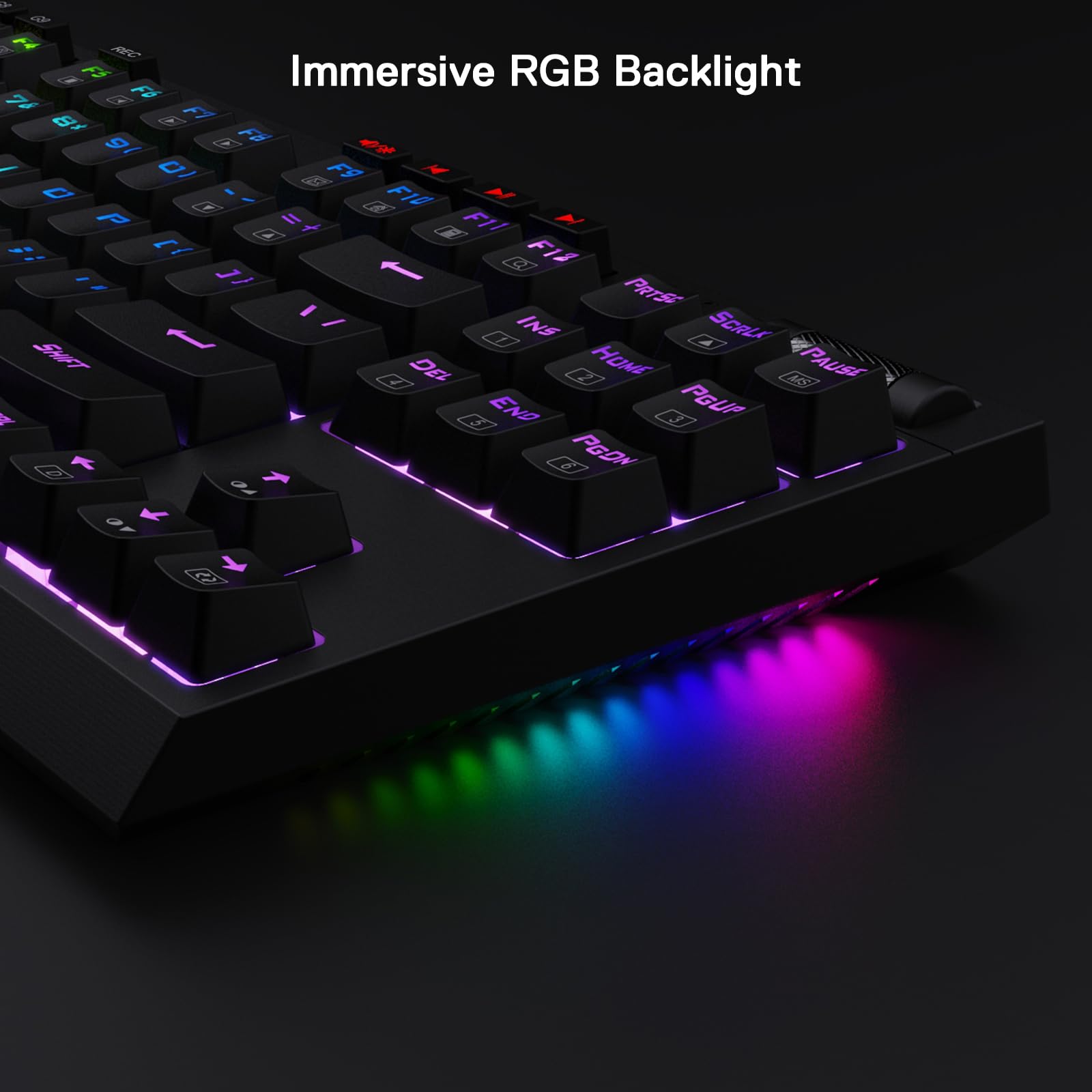 Redragon K596 Vishnu 2.4G Wireless/Wired RGB Mechanical Gaming Keyboard, 87 Keys TKL Compact Keyboard w/Durable Battery, 10 Onboard Macro Keys & Wrist Rest, 10H Play Time, Red Switches