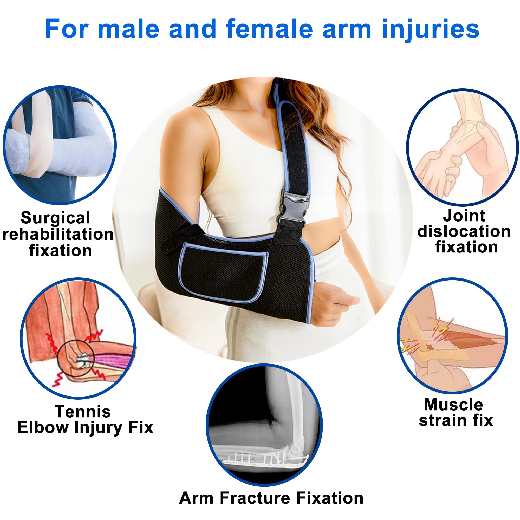 VISKONDA Arm Sling Shoulder Immobilizer-Rotator Cuff Support Brace-Comfortable Medical Sling for Shoulder Injury,Left and Right Arm,Men and Women,for Broken,Dislocated,Fracture,Strain(Large)