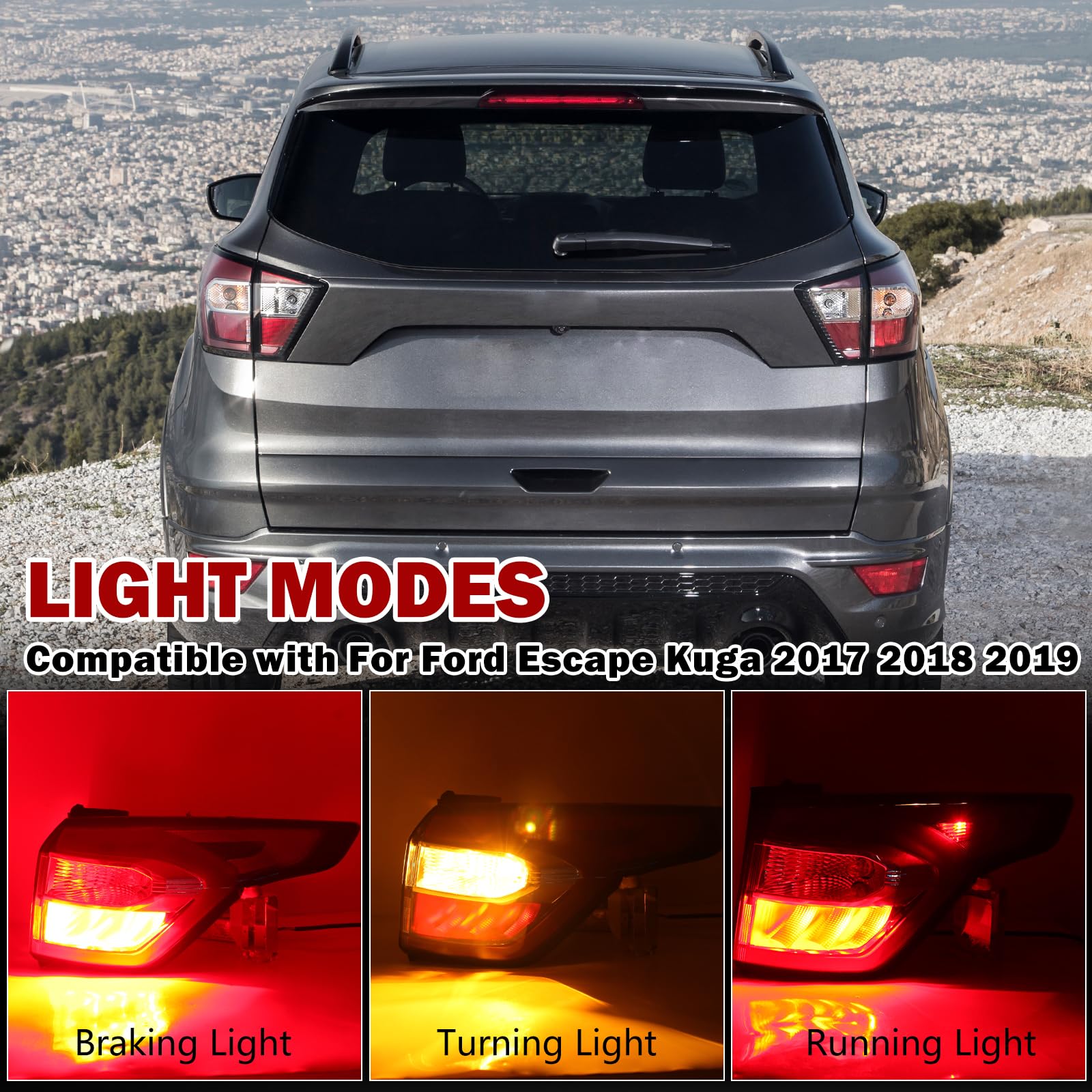 MZORANGE Outer Tail Light Blub Brake Rear Lamp Stop Indicator Light For Ford Escape Kuga 2017 2018 2019 With side lights (Right Passenger Side)