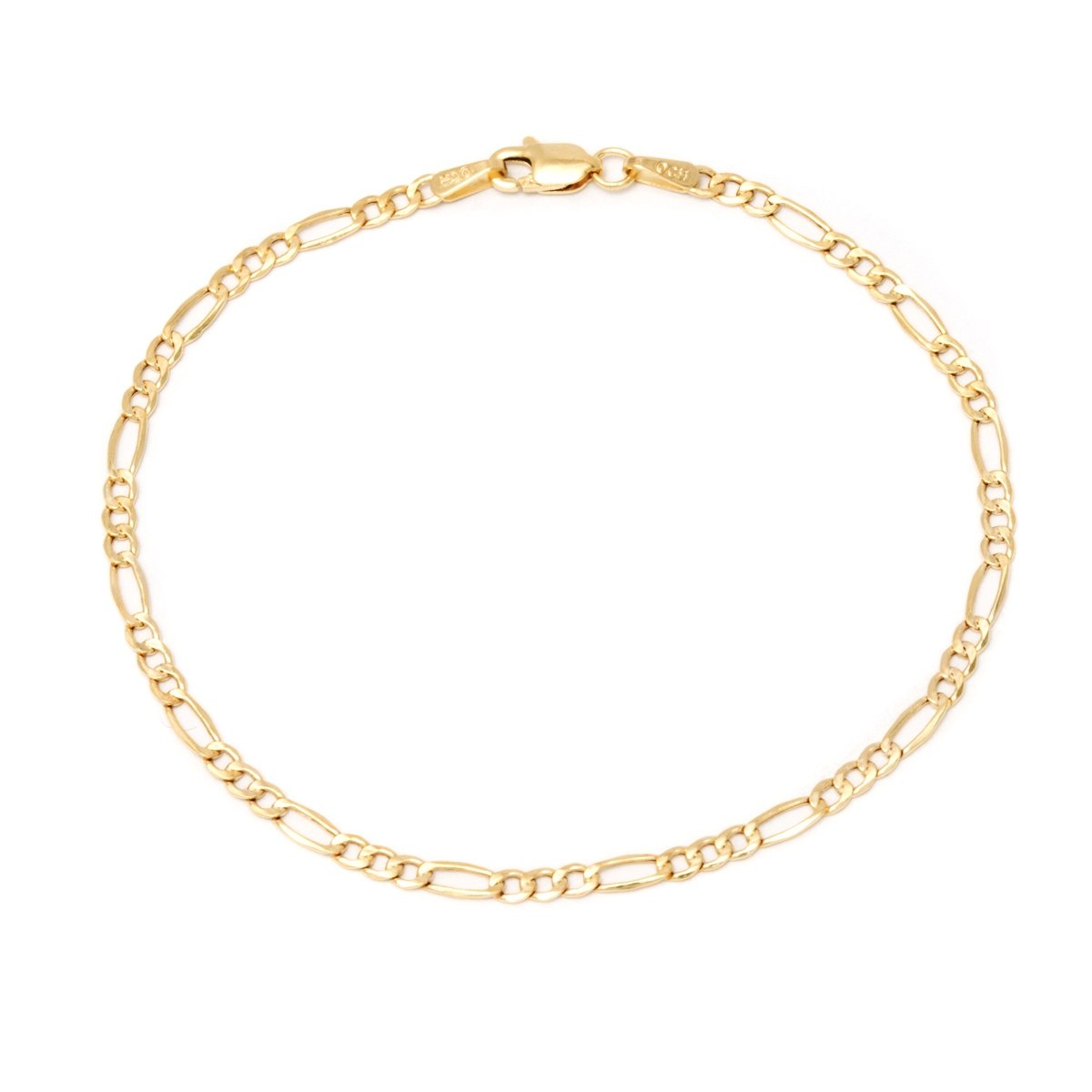 PORI JEWELERS 14K Yellow Gold 2.3mm Figaro Link Chain Bracelet - Made In Italy- Multiple Lengths Available (7.00)