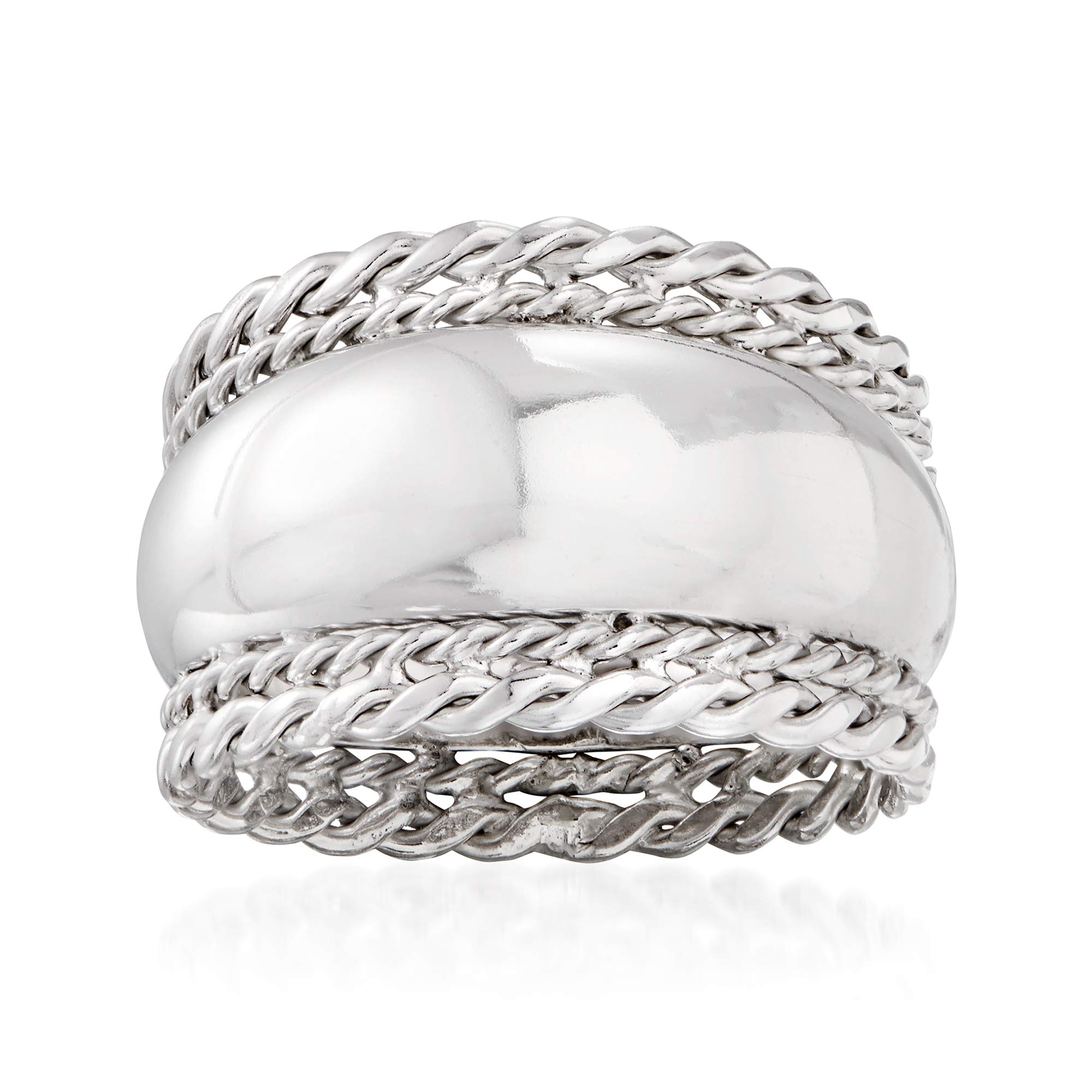 Ross-Simons Sterling Silver Roped-Edge Ring. Size 5