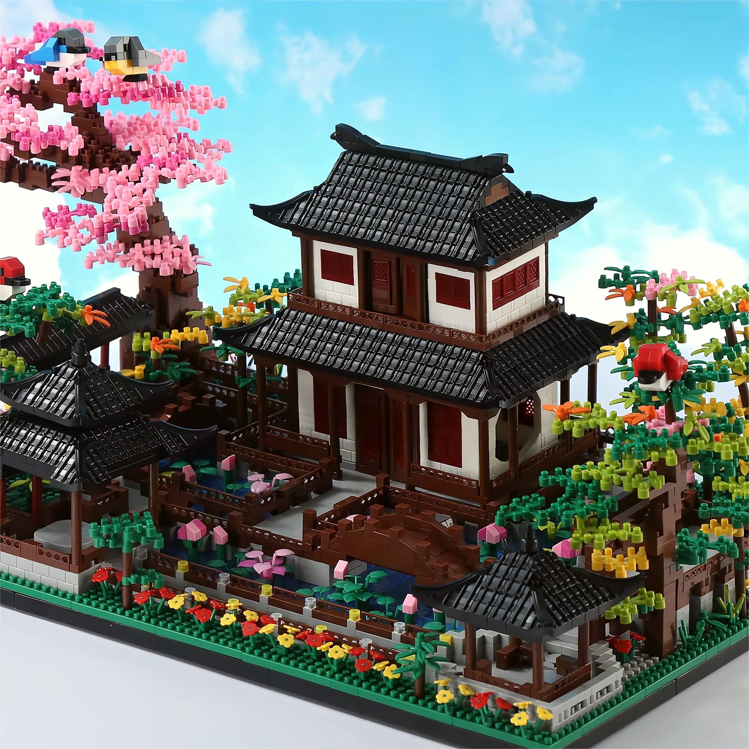 Yushinv 4997 PCS Cherry Blossom Tree Building Set with Gift Box, Original Scene Music Cherry Bonsai Tree Building Sets(Type :Symphony), Sakura Tree House Building Kit, Cherry Bonsai Tree Building Set