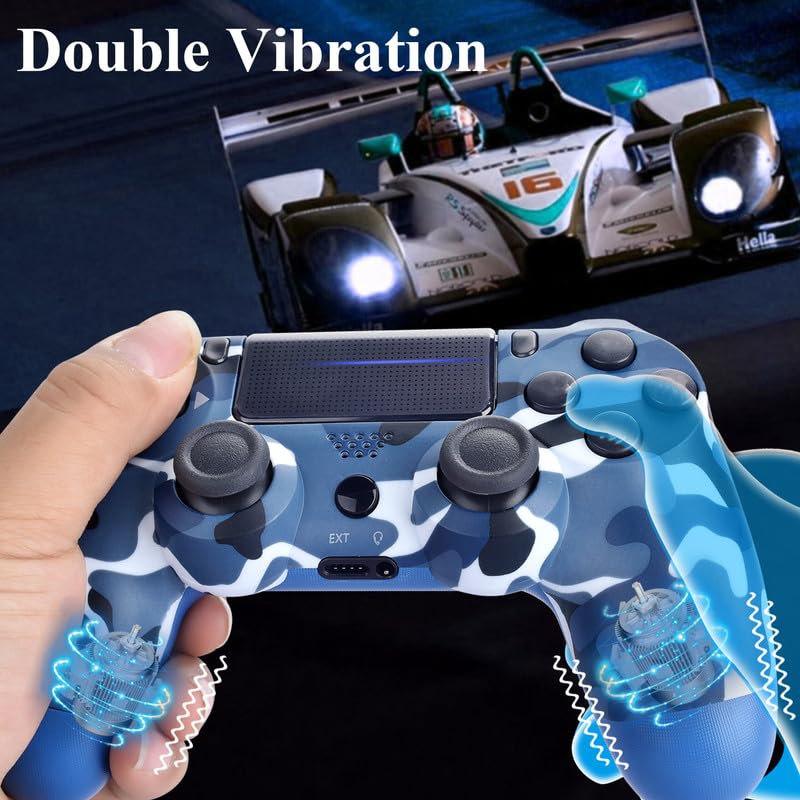 Number 2 Pack Controller for PS4 Controller,forajoy Gaming Controller for Playstation 4 Controller with Charging Station,Remote Control with PS4 Controller Charger,Camo Gray+Camo Blue+Charger Station