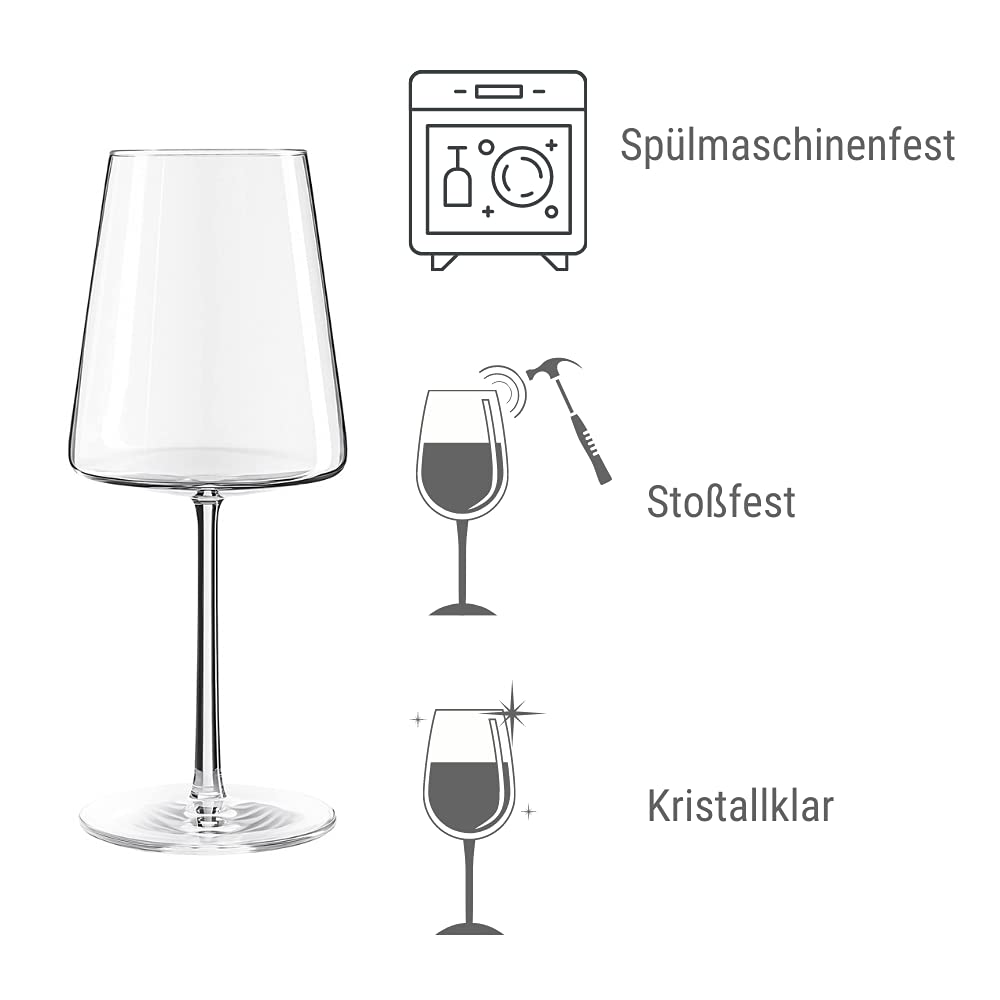 Stölzle Lausitz Power Red Wine Glasses 517 ml, Set of 6 Red Wine Glasses, Dishwasher-Safe, Lead-Free Crystal Glass, Elegant and Shatter-Resistant