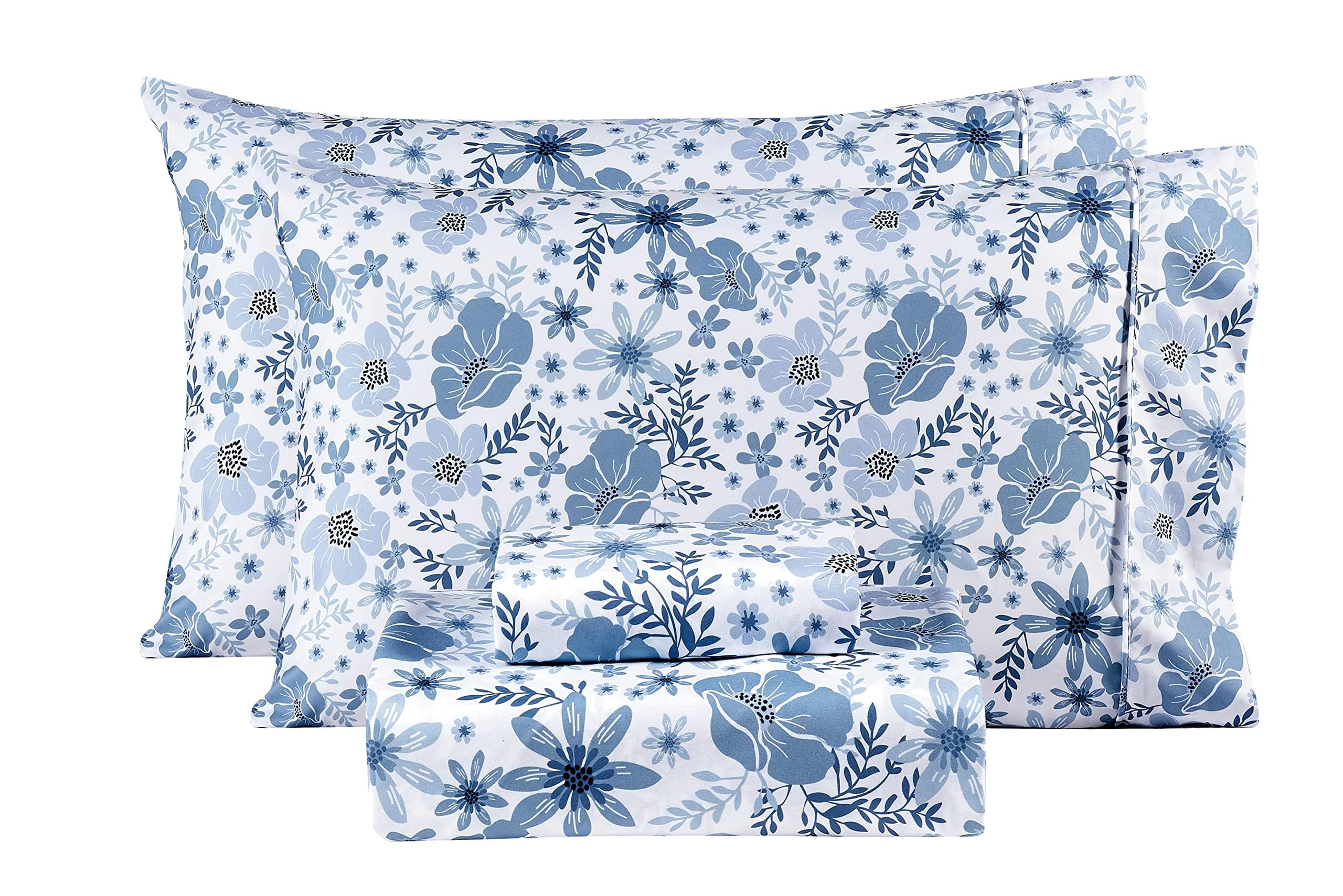 Mooreeke Printed Full Sheets, Floral Full Bed Sheet Set with Non-Slip Fitted Sheet, Microfiber Leaf Botanical Sheets, Beige