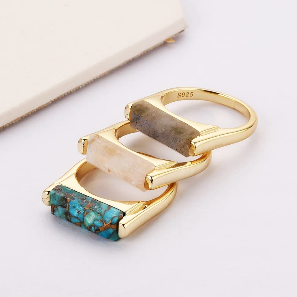 ZENGORI Natural Moonstone Ring Healing Crystal Stone Ring Spiritual Protection Jewelry ZG0463-Moon