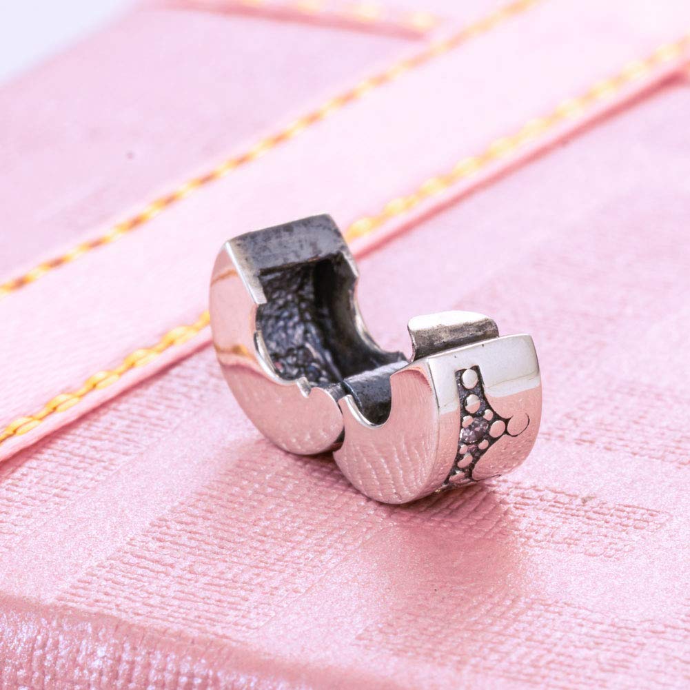 Original 925 Sterling Silver Charms Clip Lock Spacers Stopper Charm Beads For Bracelets (Crown Clip)