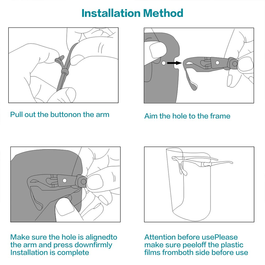 salipt 2 Pack Face Shields | Reusable Glasses Frame Attached to Anti-Fog Transparent Visor | Lightweight, Comfortable and Effective | Prevents Any Droplets or Particles