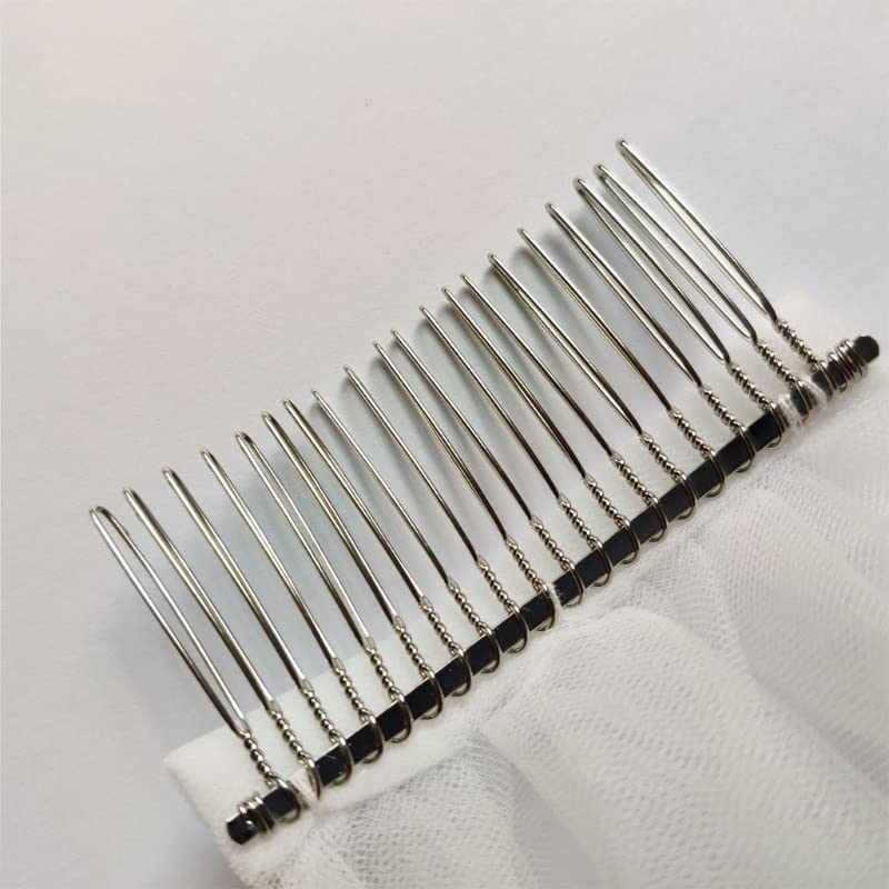 XBWEI 2 Tier Short Illusion Veils Longest Tulle 35" Wedding Bridal Veil with Metal Comb White Hair Accessories for Bride
