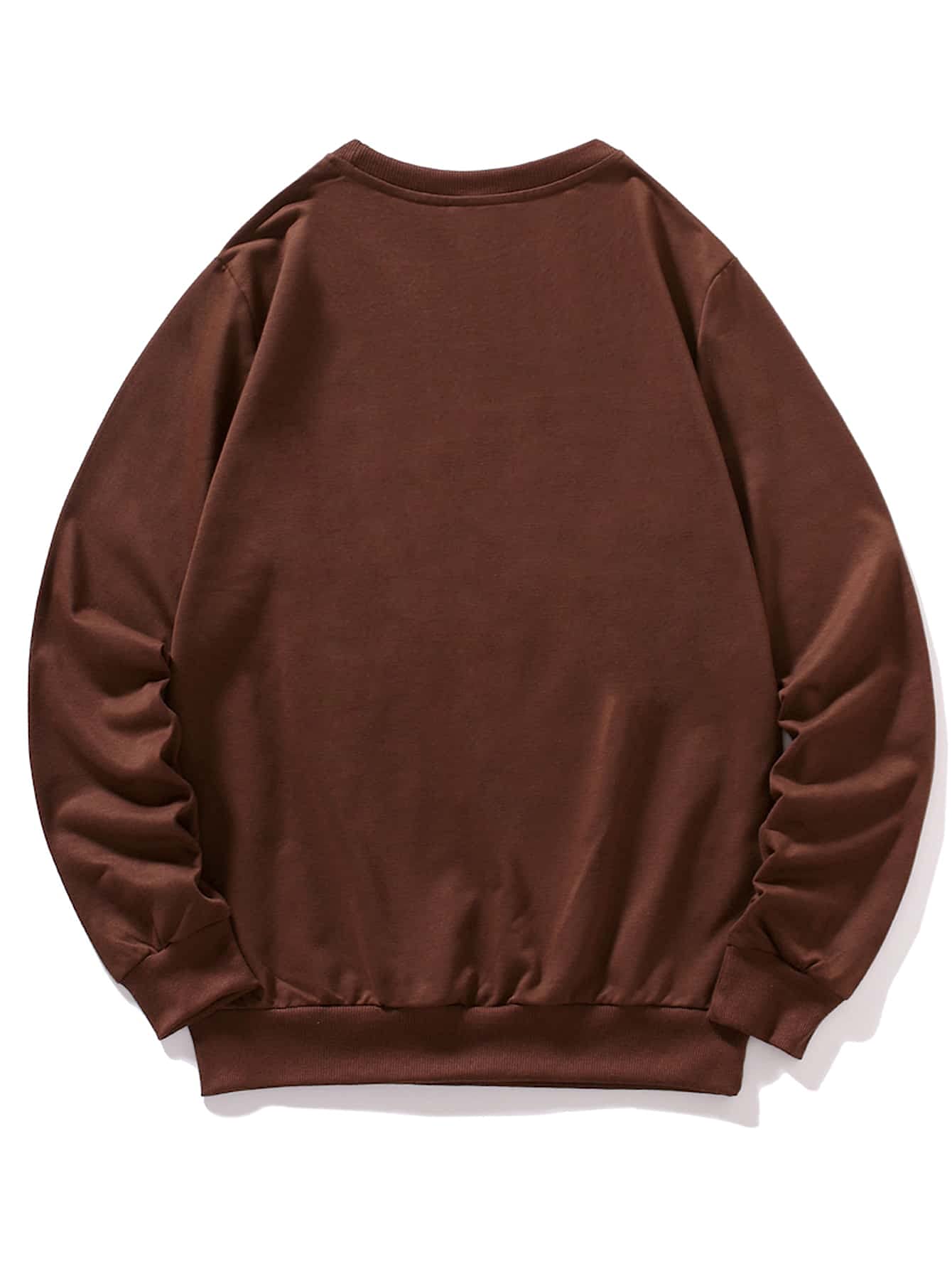 SOLY HUX Men's Letter Car Graphic Print Long Sleeve Pullover Top Sweatshirt Chocolate Brown L