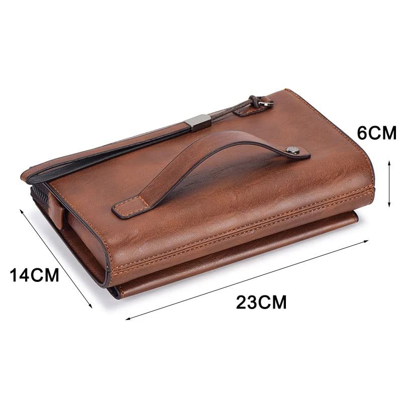 ZCMEB Men's Long Wallet Bank Card Holder Coin Purse Zipper Large Capacity PU Wallet Phone Bag
