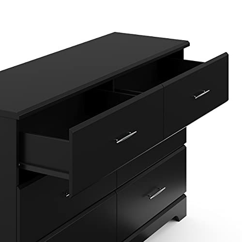 Storkcraft Brookside 6 Drawer Double Dresser (Black) β GREENGUARD Gold Certified, For Nursery, Kids Organizer, Chest of Drawers
