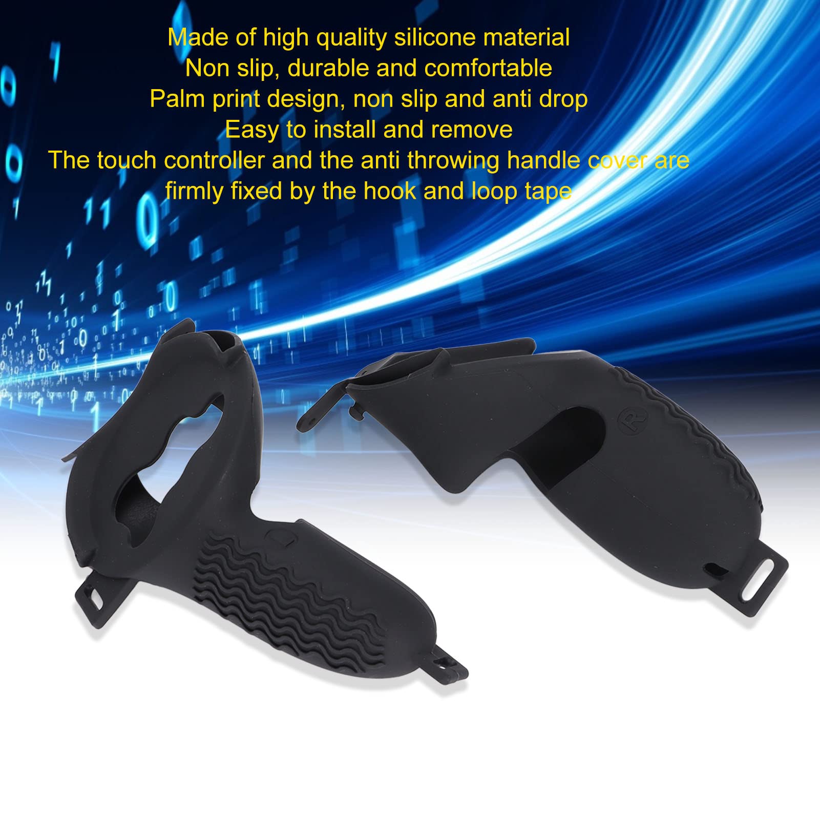 Touch Controller Grip Cover, VR Controller Handle Silicone Case Wrist Knuckle Strap Controllers Precise Hole Position Palmprint Design Protective for Home