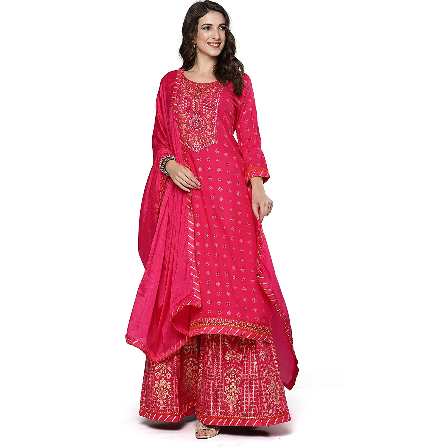 Nimbark Kurta Set for Women with Skirt and Dupatta Indian Designer Party Wear Kurti Palazzo Pant Set For Women Dresses Top Tunic