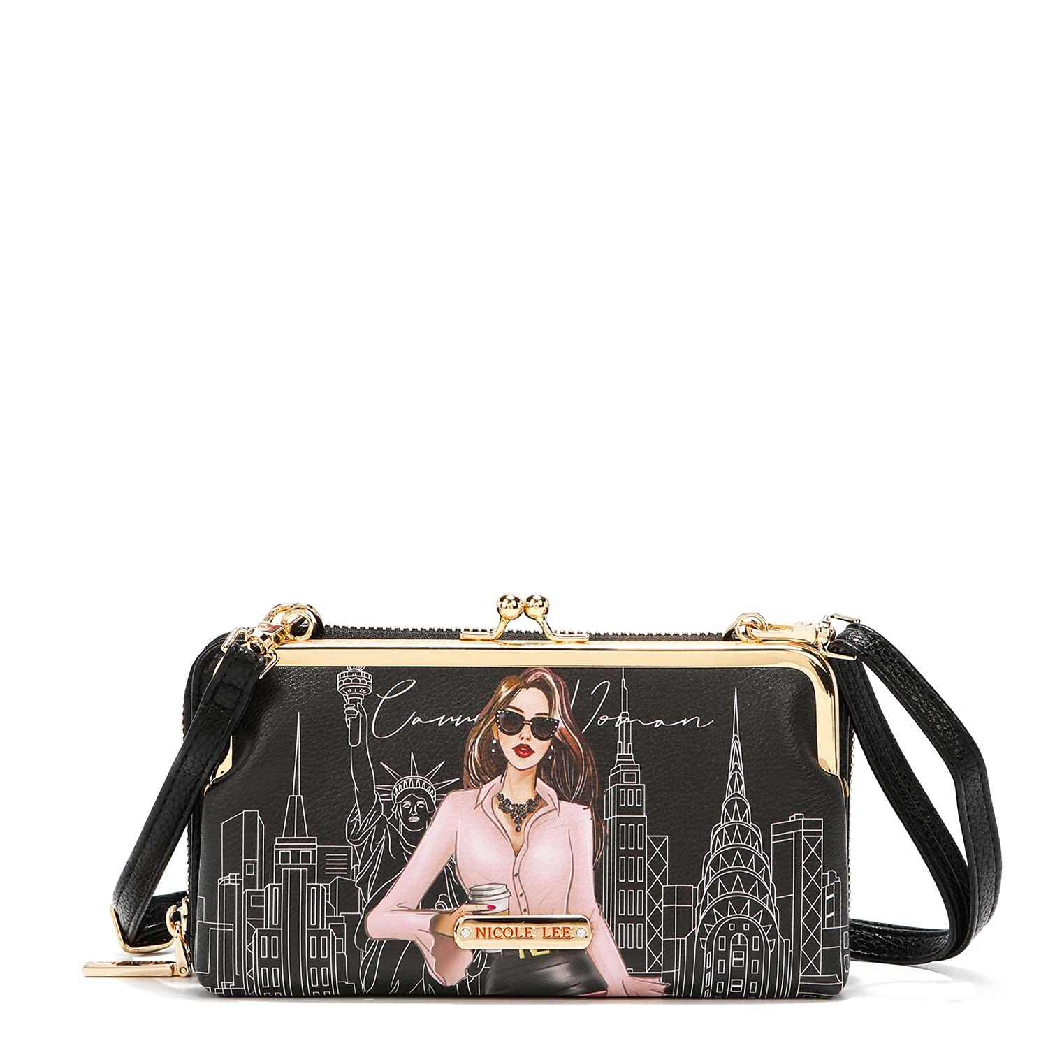 Nicole Lee Signature Kiss Lock Crossbody Wallet (CAREER WOMAN)