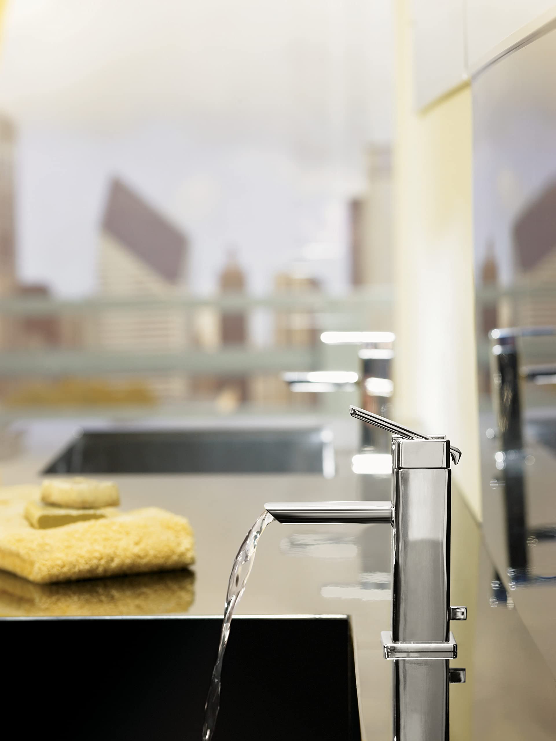 Moen 90 Degree Chrome One-Handle Modern Bathroom Faucet with Drain Assembly, S6700