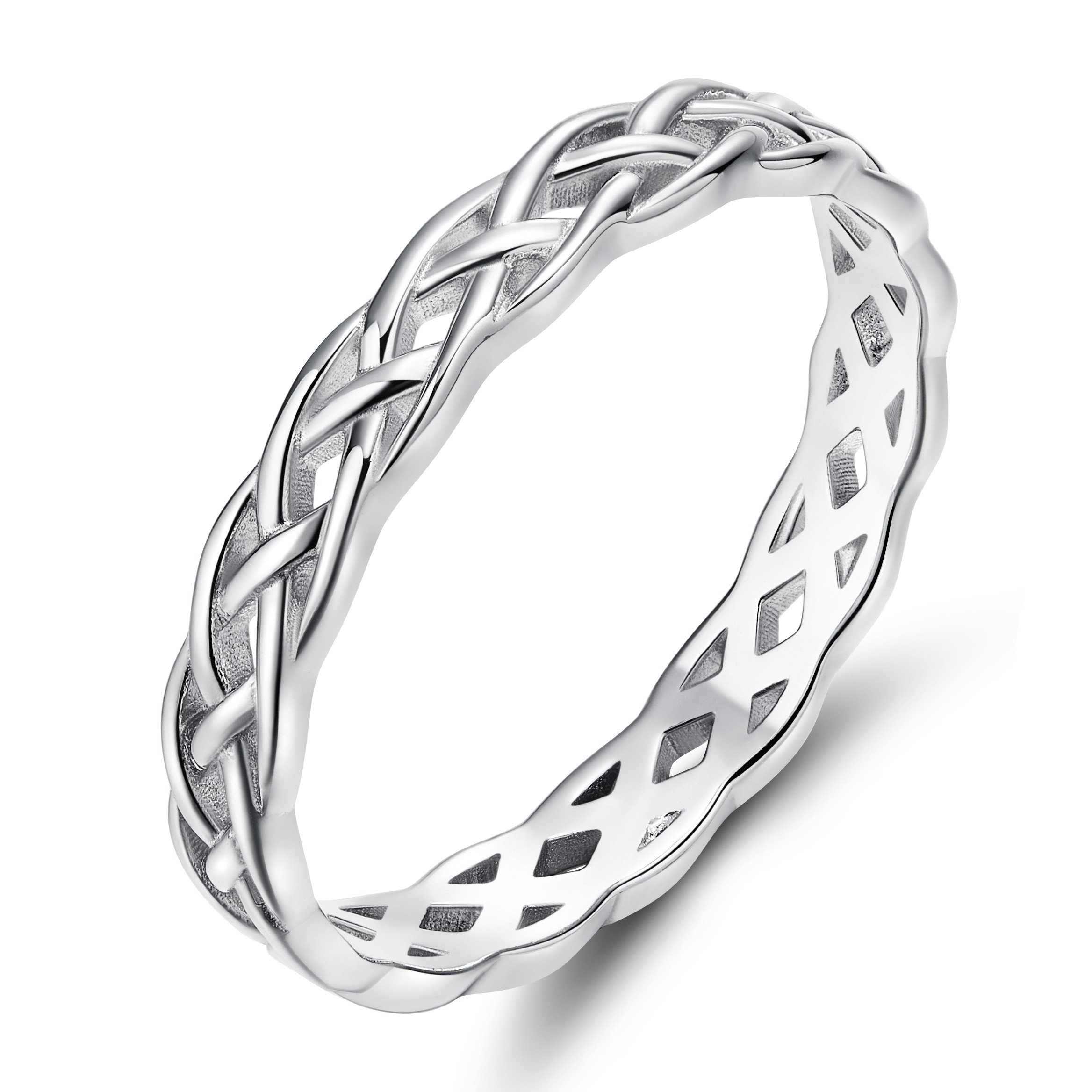 SOMEN TUNGSTEN 925 Sterling Silver X Cross Ring Cubic Zirconia CZ Wedding Band for Women Size 13.5