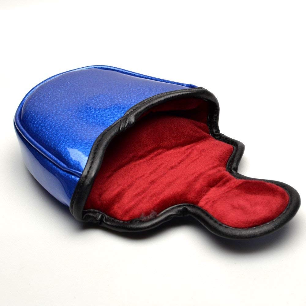 PLUSKER Skull Golf Heel Shafted Mallet Putter Cover Magnetic Closure Synthetic Leather Blue Golf Club Putters Headcover