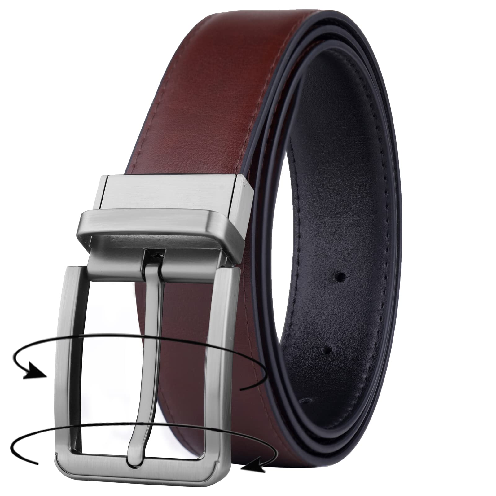 Xcdgiogw Mens Belt-Reversible Belts for Men,1.3" Wide Men's Casual Business Belts(Matte Buckle,46)