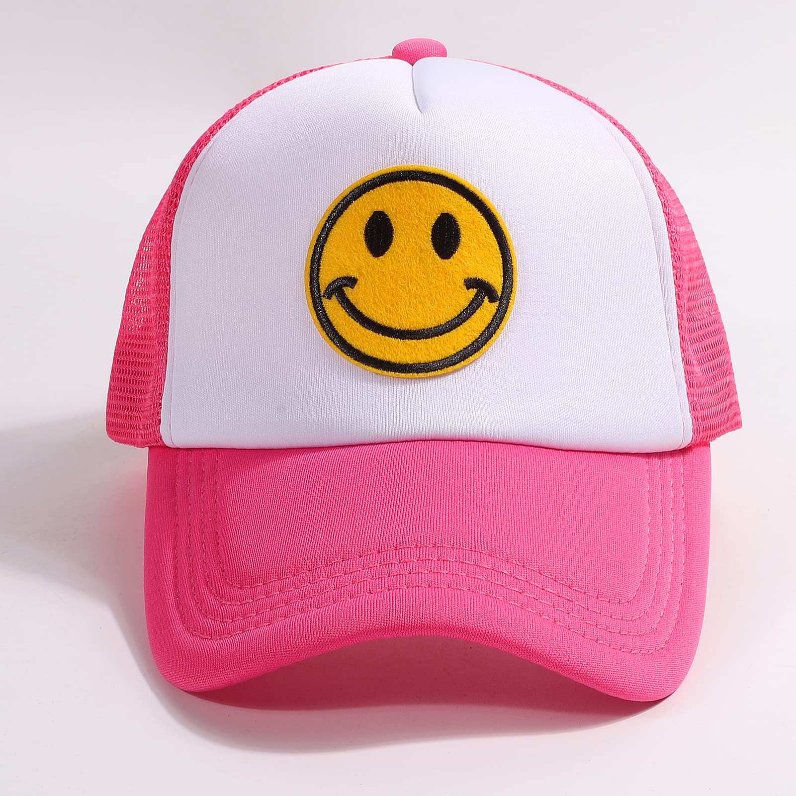 Smiley Face Trucker Hat Women Mesh Baseball Hat Adjustable Snap Backs Caps for Men