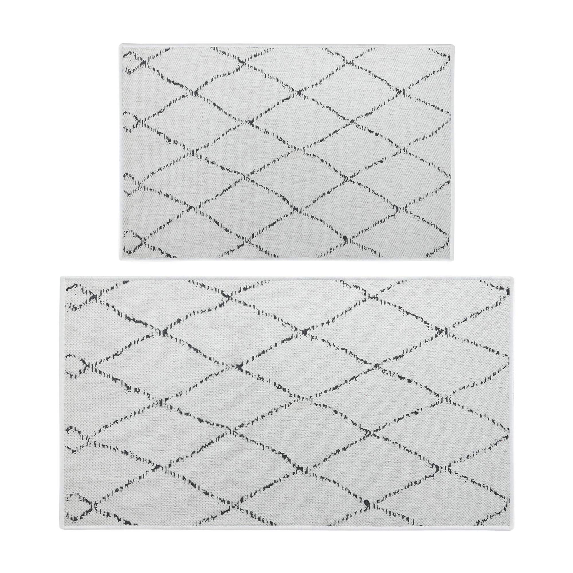 Sussex Home Non Skid Washable Kitchen Runner Rugs Set of 2 - Ultra-Thin Lattice Area Rugs for Laundry Room, Entryway, Bathroom - Multipurpose Set of 44 x 24 and 31.5 x 20 Inches Floor Mats