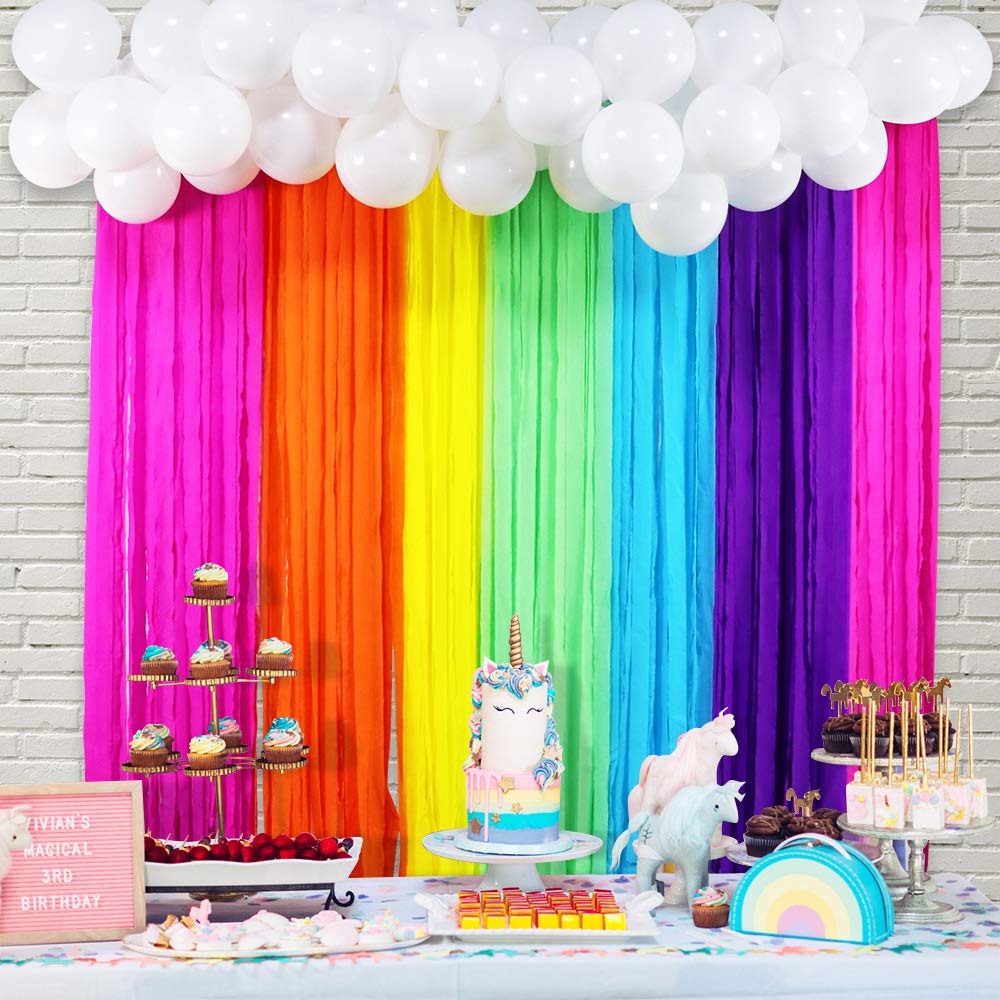 Rainbow Party Backdrop with Balloon Garland, Rainbow Cloud Birthday Photo Backdrops Props Booth Rainbow Balloon Arch Kit for Kids Rainbow Birthday Decorations Baby Shower Photography