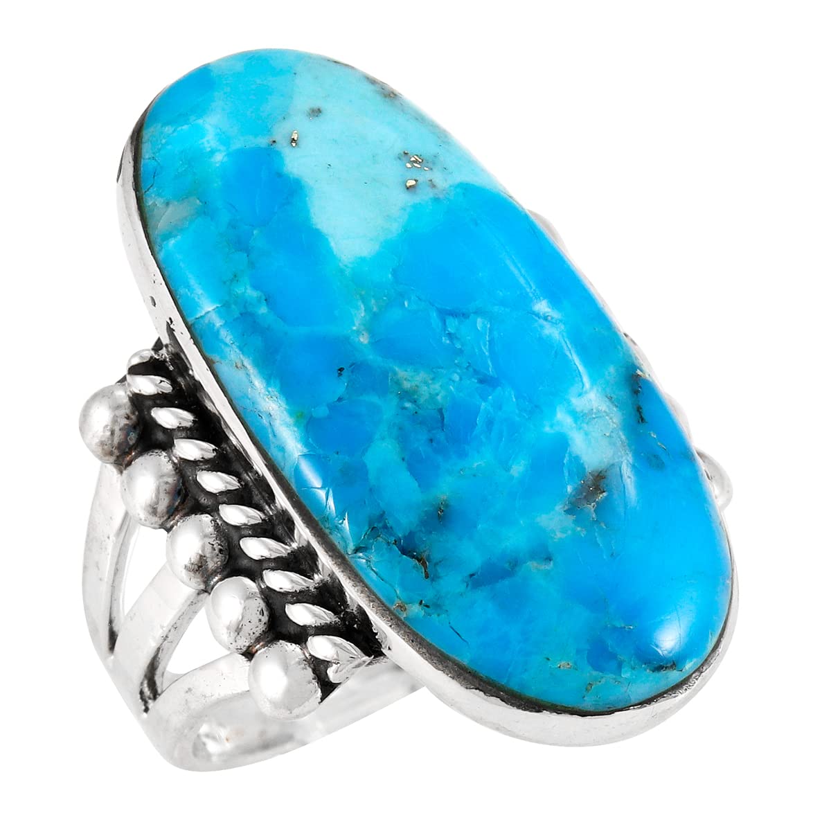 Turquoise Ring Sterling Silver 925 Genuine Gemstones Size 6 to 11 (Turquoise) (7)