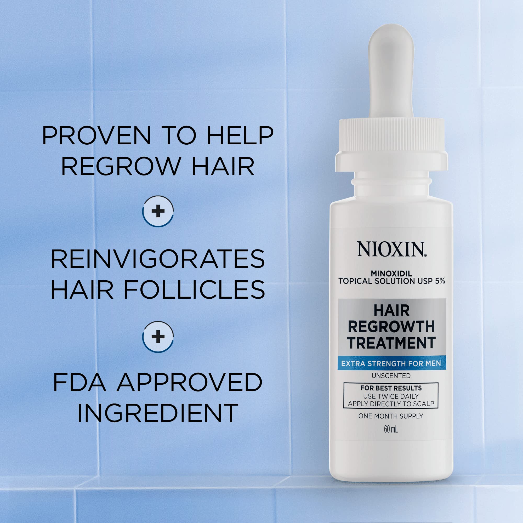 Nioxin Hair Regrowth Treatment for Men with Minoxidil 5%, 3 Month Supply, 6 oz