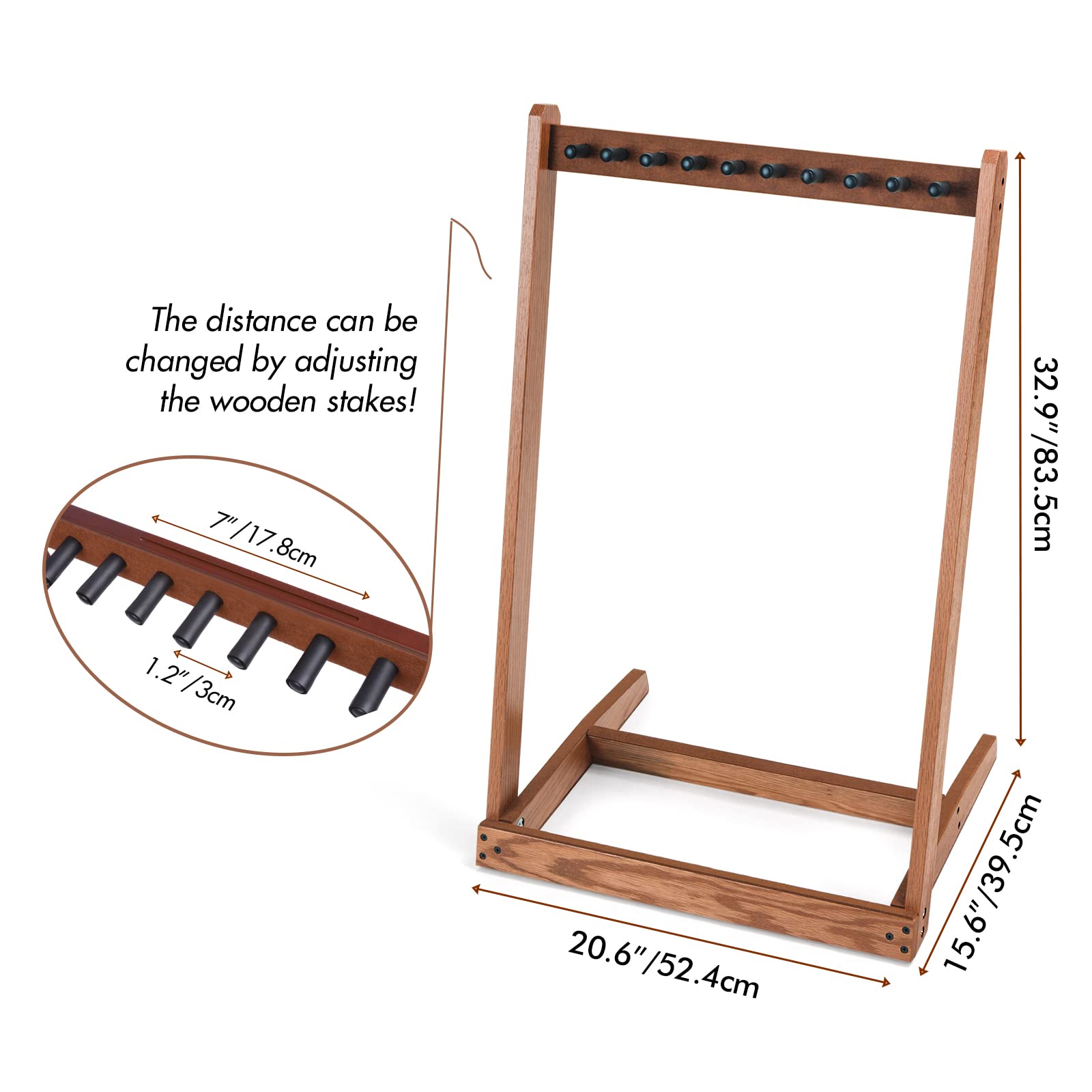 XCSOURCE Guitar Stand for Multiple Guitars, Guitar Holder with Felt Pad and Pick Slot for 5 Bass&Electric, 3 Acoustic&Classical, 3 Guitar Case, Guitar Display Rack for Home or Studio(Wood Color)